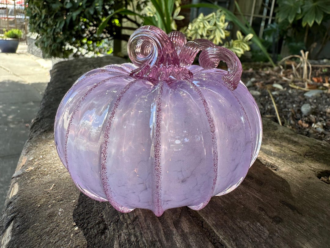 Translucent Lavender Purple Glass Pumpkin, 4.25 Mauve Squash Sculpture ...