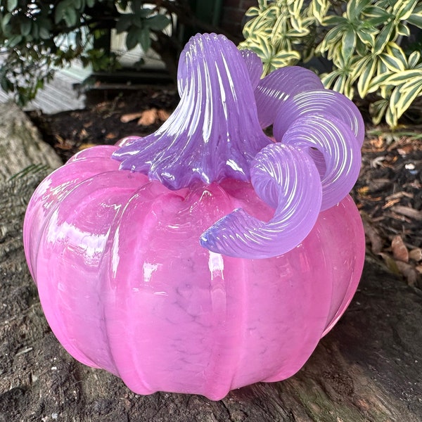 Pink Glass Pumpkin Etsy