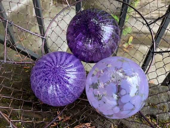 Purple Glass Floats Set of 3 Hand Blown Lavender Amethyst - Etsy