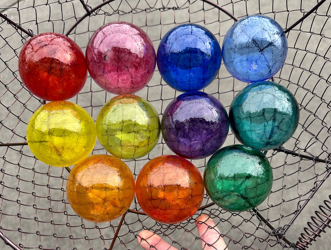 Blown Glass Floats, Ball Set of 11 Balls: Jewel Tone Rainbow Prism ...