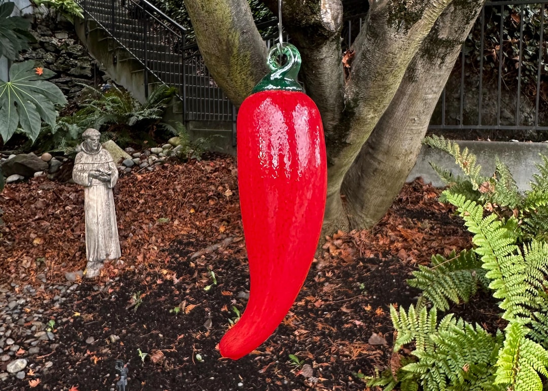 Blown Glass Chili Pepper Ornament, 5 Hanging Red Pepper Sun Catcher ...