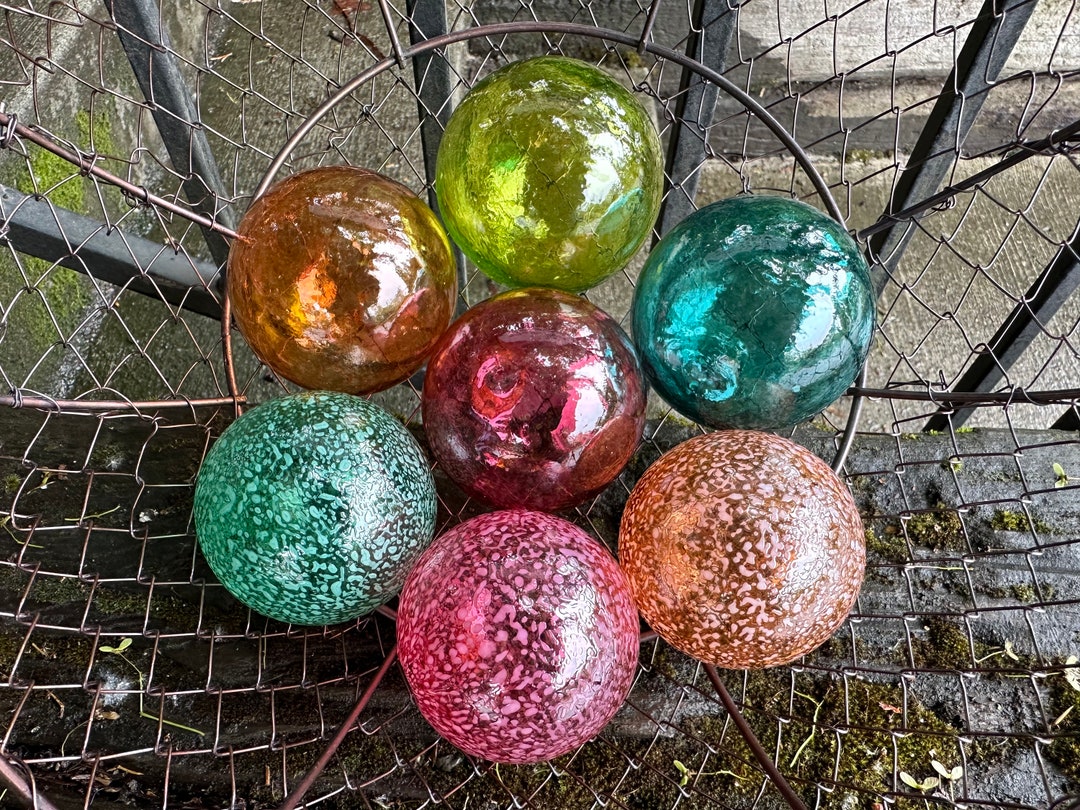 Smallest Colorful Blown Glass Floats: Set of 7 Decor Balls, 2.5" Orbs ...