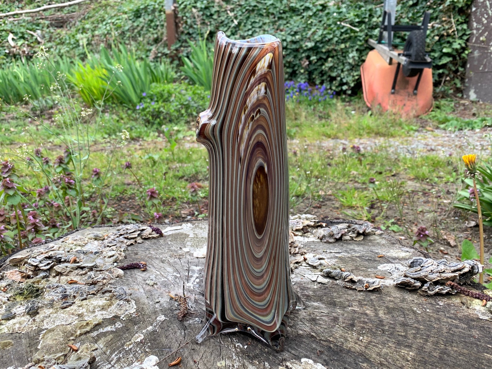 Tree Trunk Vase 10 Wood Grain Pattern Hand Blown Glass | Etsy