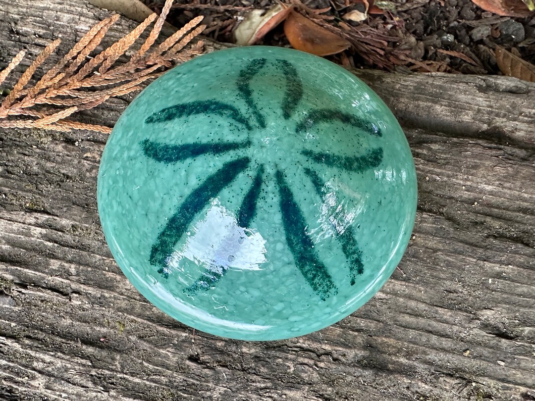 Teal Green Glass Sand Dollar, Solid 3" Blue Sea Shell Paperweight ...