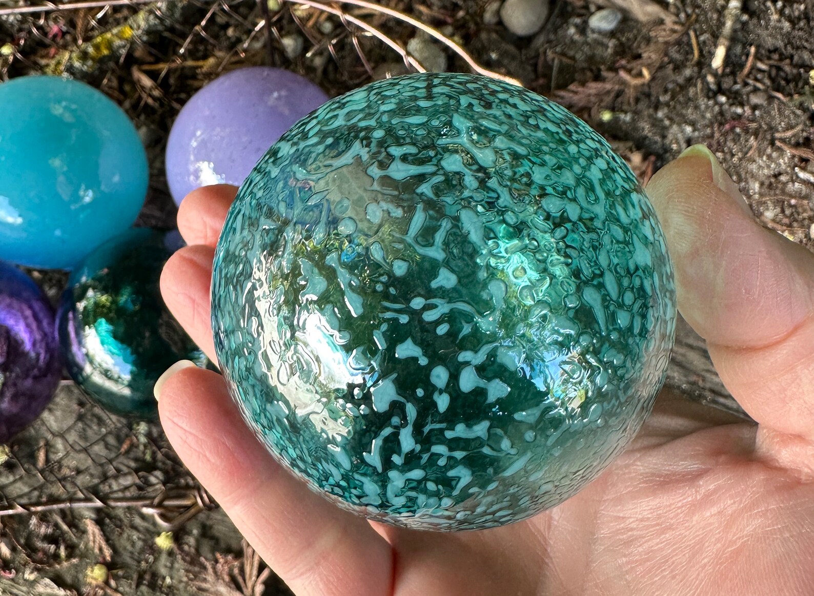 Turquoise & Purple Glass Floats: Set of 5 Hand Blown Decor Balls, 2.75 ...