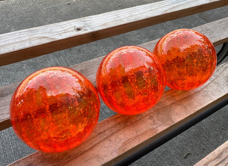 Transparent Orange Glass Floats Set of 3 Small Hand Blown - Etsy