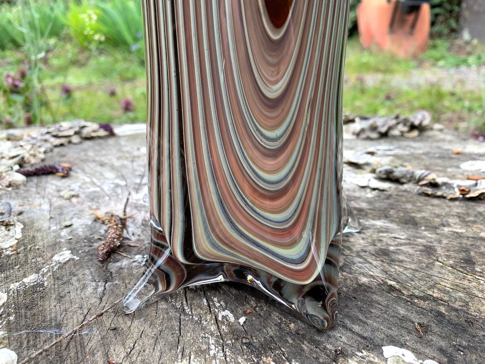 Tree Trunk Vase 10 Wood Grain Pattern Hand Blown Glass | Etsy