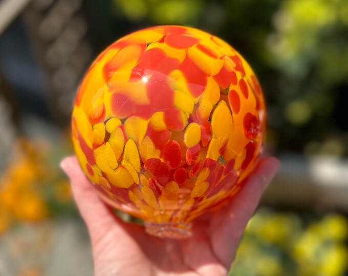 Red Orange Yellow Spot Pond Float Blown Glass 4.5 Ball - Etsy
