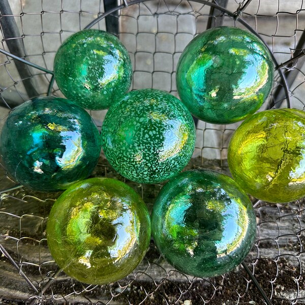 Large Green Glass Balls - Etsy