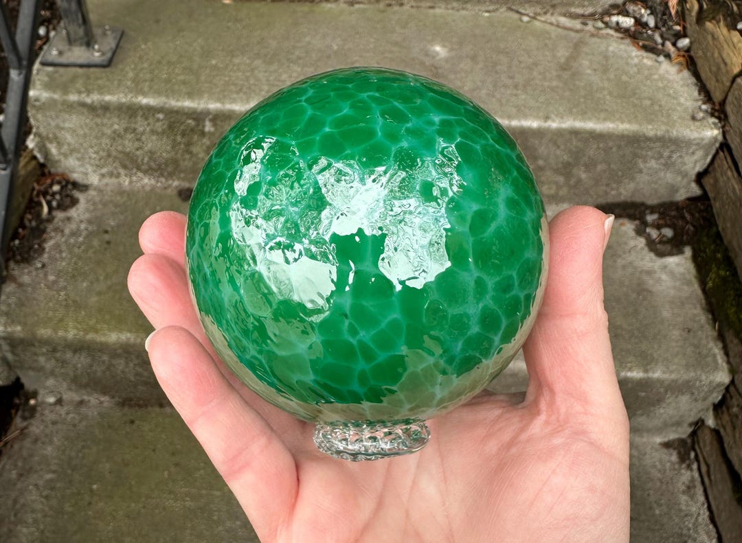 Green & Turquoise Blown Glass Float: Coastal Decor Ball, 3.75" Orb ...