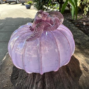 Translucent Lavender Purple Glass Pumpkin, 4.25 Mauve Squash Sculpture ...