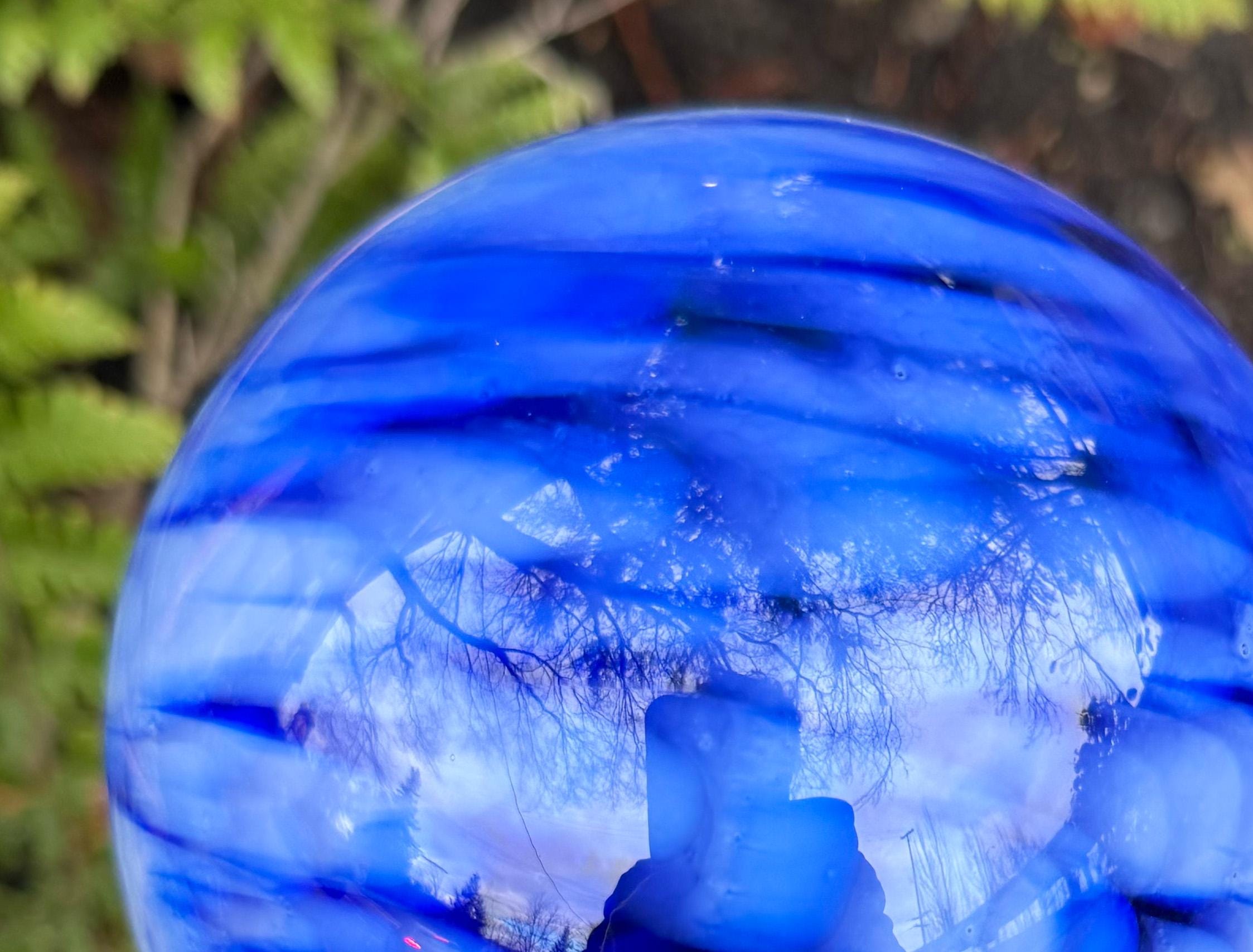 Blown Glass Fishing Float: Blue & White Garden Decor Ball, 4.75" Orb ...