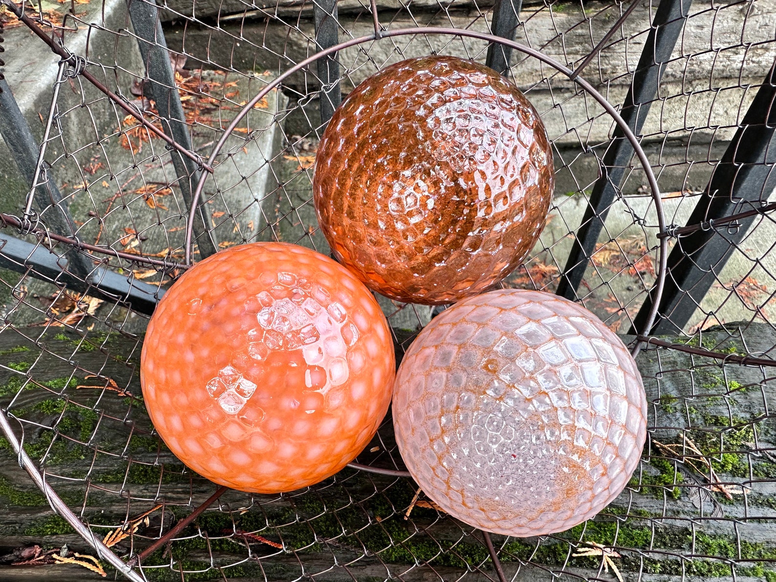 Peach Honeycomb Floats Set of 3 Blown Glass 4 Balls - Etsy