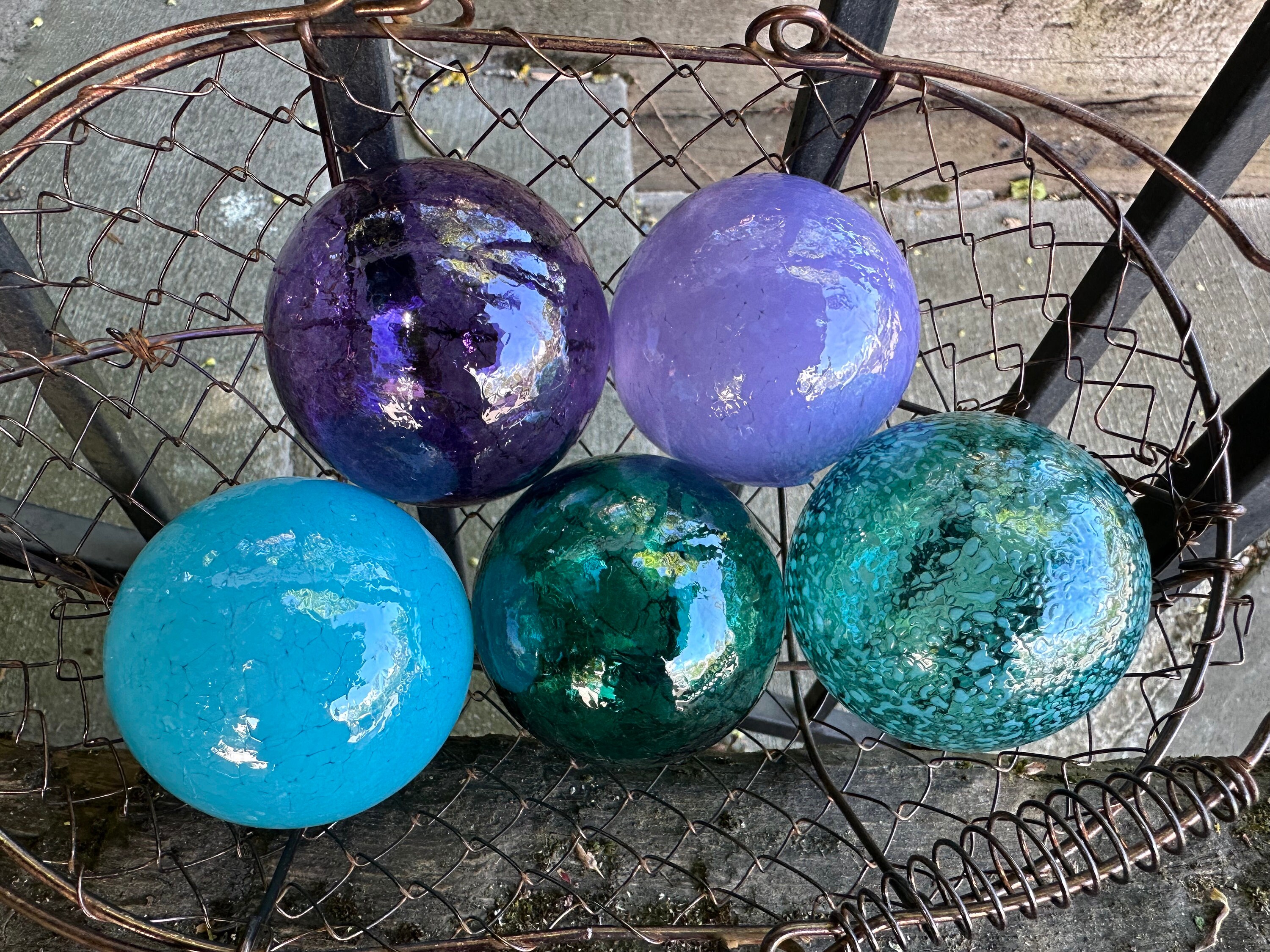 Turquoise & Purple Glass Floats: Set of 5 Hand Blown Decor Balls, 2.75 ...