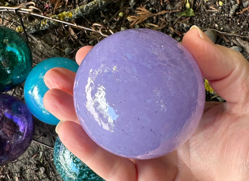 Turquoise & Purple Glass Floats: Set of 5 Hand Blown Decor Balls, 2.75 ...
