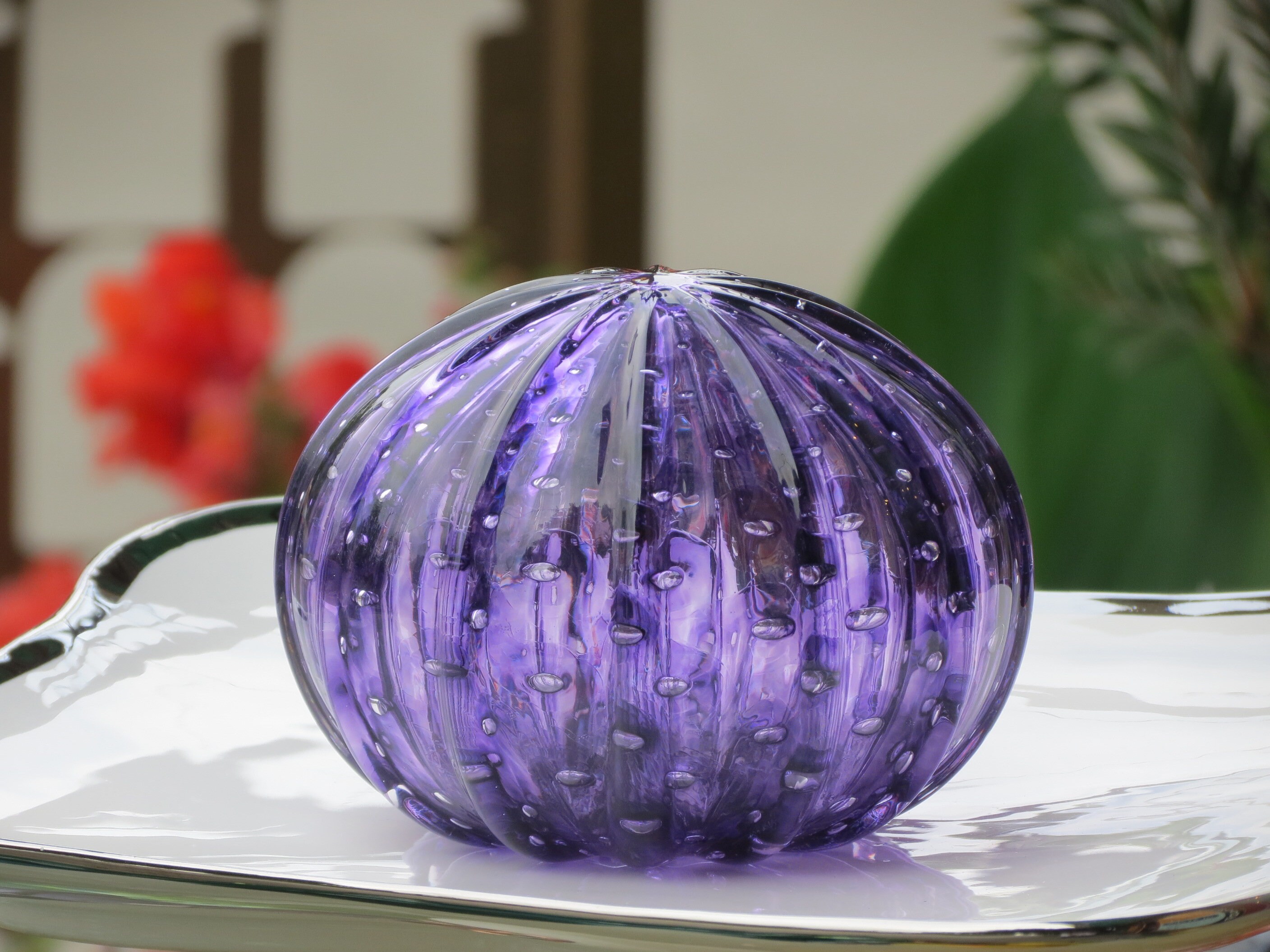 Purple Sea Urchin Shell Sculpture 4 Decorative Blown Etsy