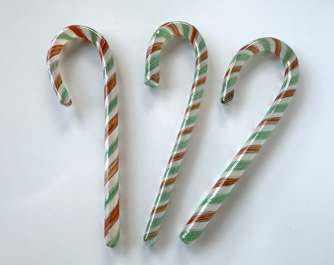 Striped Glass Candy Canes, Set of 3 Sculpted Ornaments, Gift Toppers ... Striped Glass Candy Canes, Set of 3 Sculpted Ornaments, Gift Toppers ...