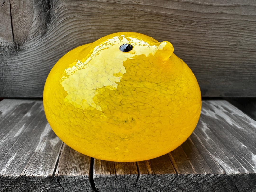 Yellow Glass Chick, Cute Hand Blown 3.125" Peep Bird Sculpture, Easter ...