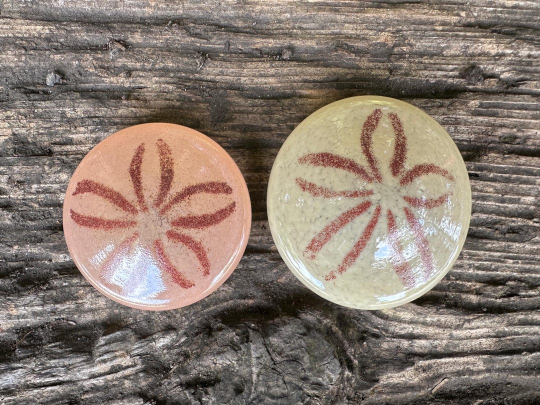 Glass Sand Dollars, Set of 2 Beach Paperweights, Beige Peach Brown ...