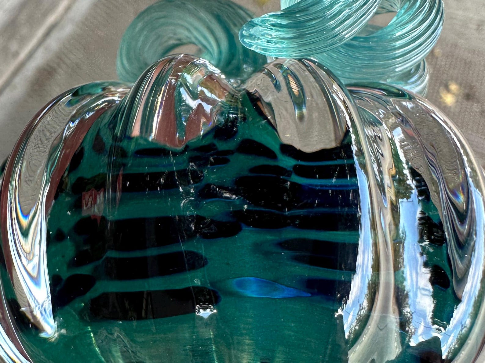 Transparent Turquoise Blue Spot Glass Pumpkin, Solid 3 Paperweight ...