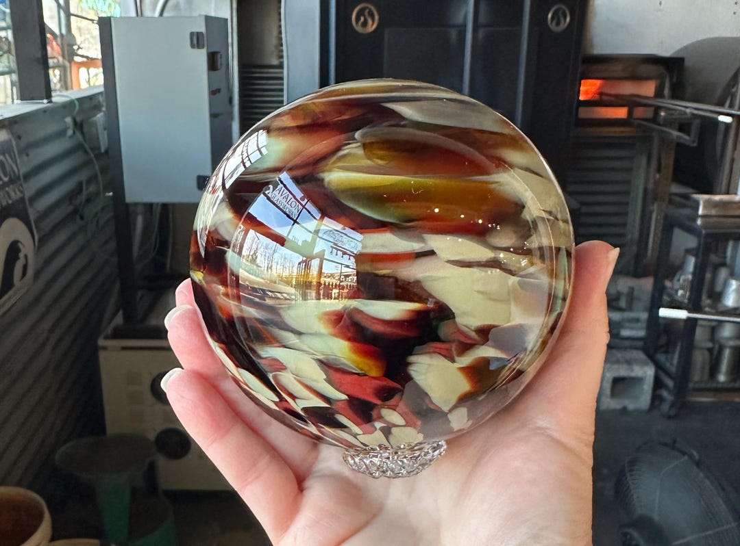 Blown Glass "autumn Leaf" Float: Garden Decor Ball, 4" Orb - Avalon ...