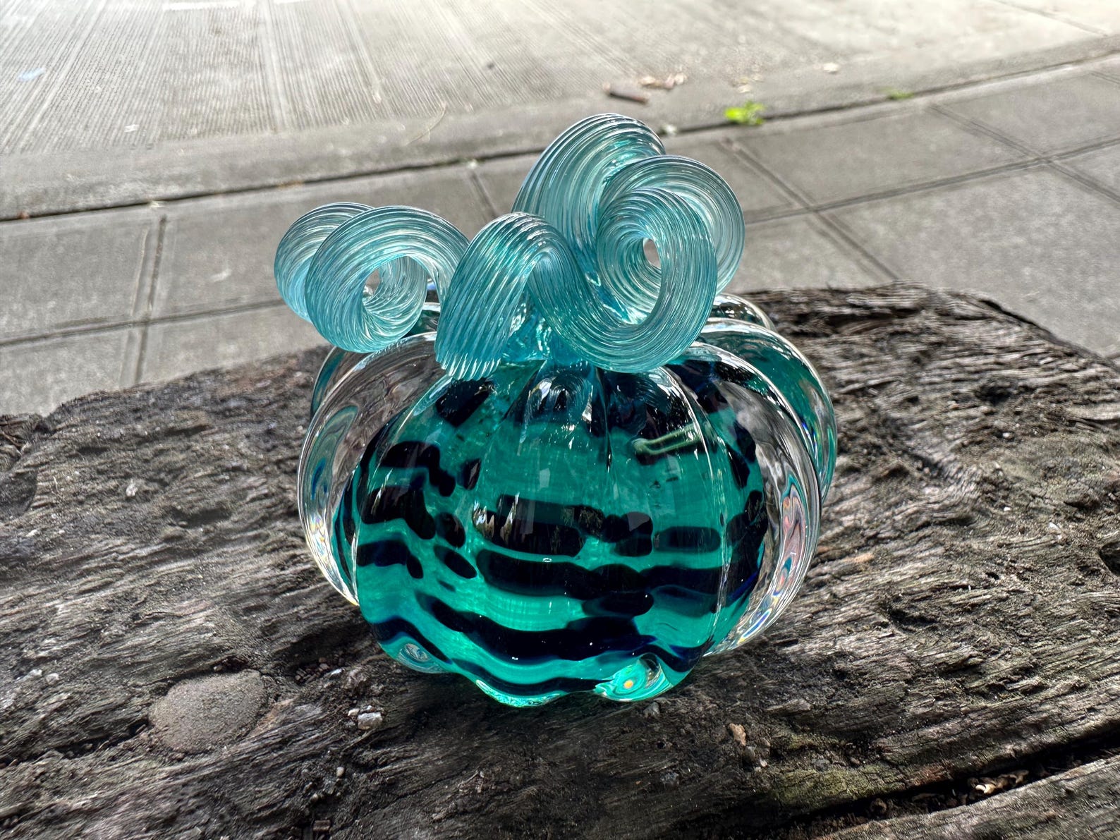 Transparent Turquoise Blue Spot Glass Pumpkin, Solid 3 Paperweight ...