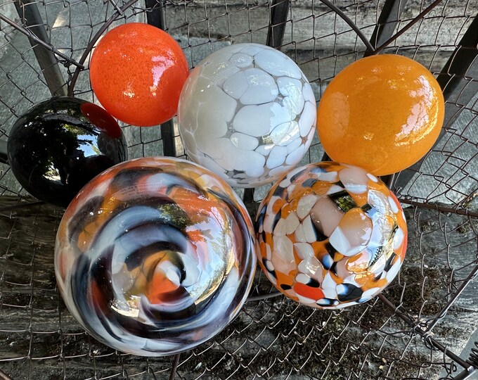 Goldfish Glass Pond Floats, Set of 6 Blown Outdoor Decor Balls, 2.75"-4 ...