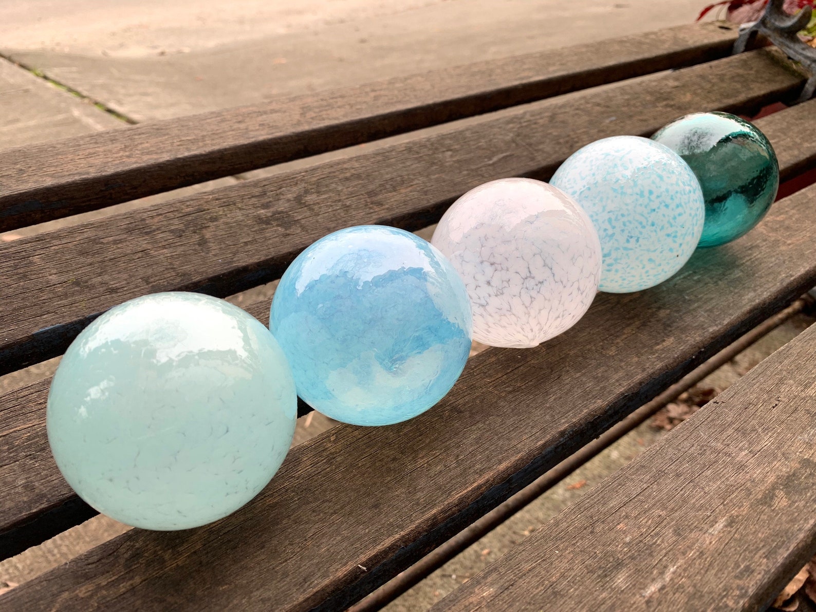 Airy Shades of Blue Blown Glass Floats Set of 5 Translucent - Etsy