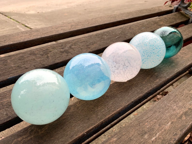 Airy Shades of Blue Blown Glass Floats Set of 5 Translucent - Etsy
