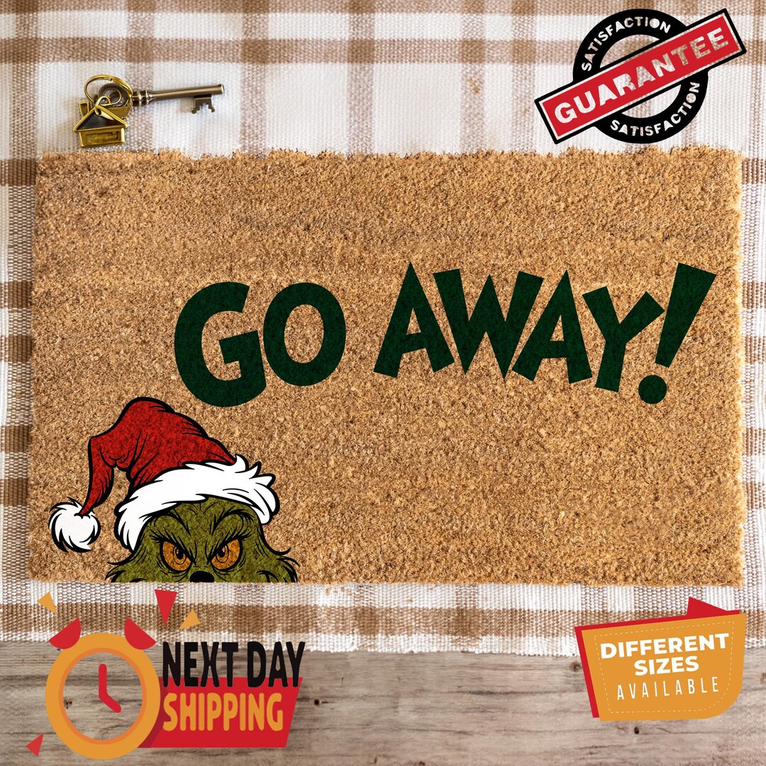 Go Away Grinch Doormat, Grinch Decor, Unwelcome Mat, New Home Decor ...