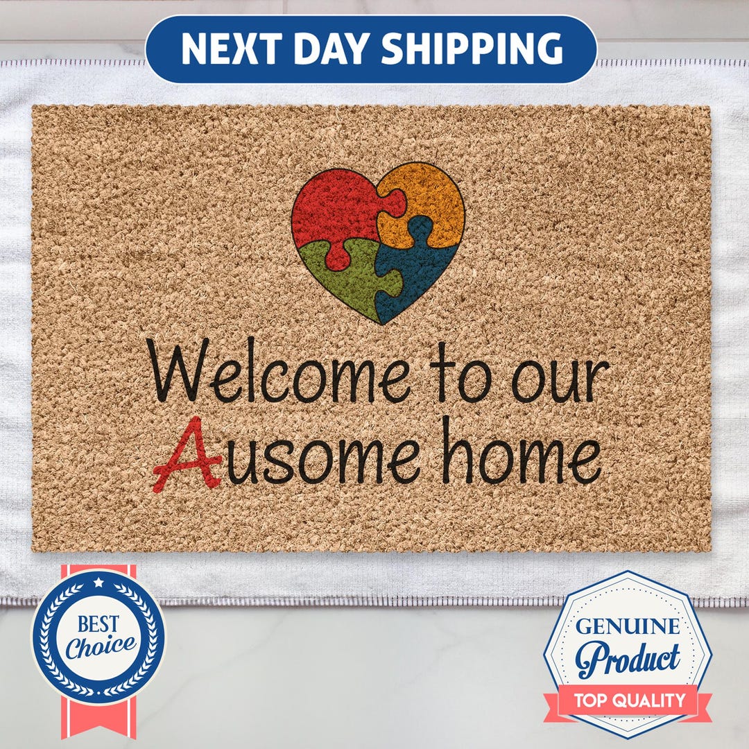 Welcome to Our Ausome Home Autism Mat, Doormat Sign, Home Doormat, Cute ...