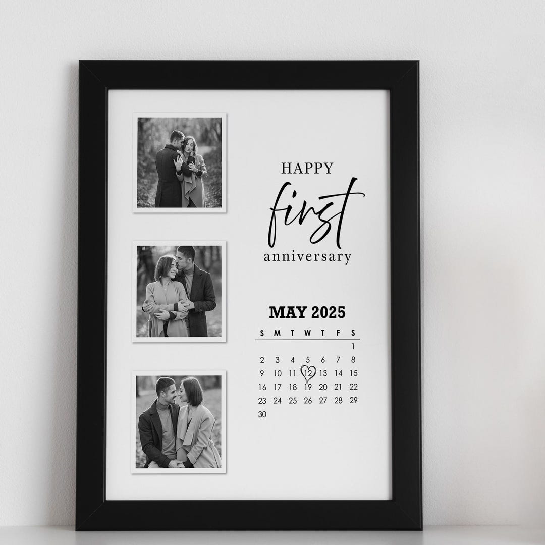 Personalized Couple Wall Art, Custom Calendar Date Picture Frame, First ...