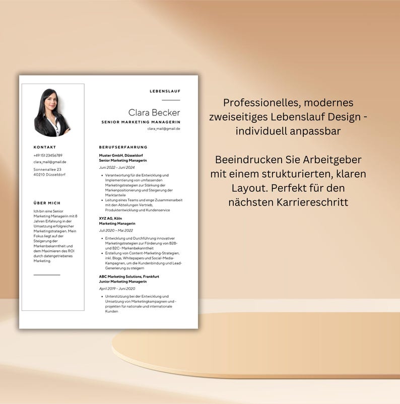 Application Template, Resume Template, CV, Application Template German ...