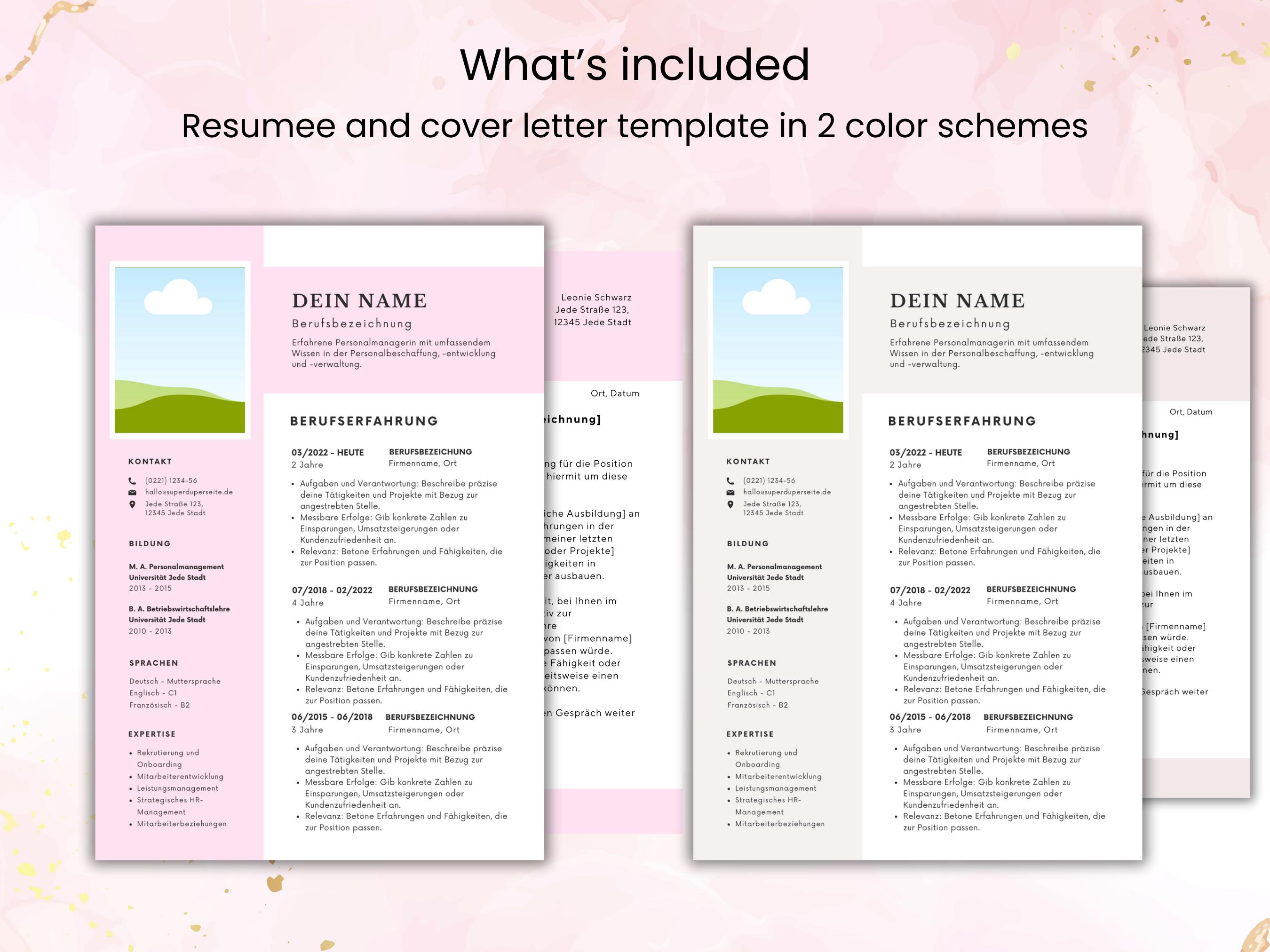 Application Template, Resume Template, CV, Application Template German ...
