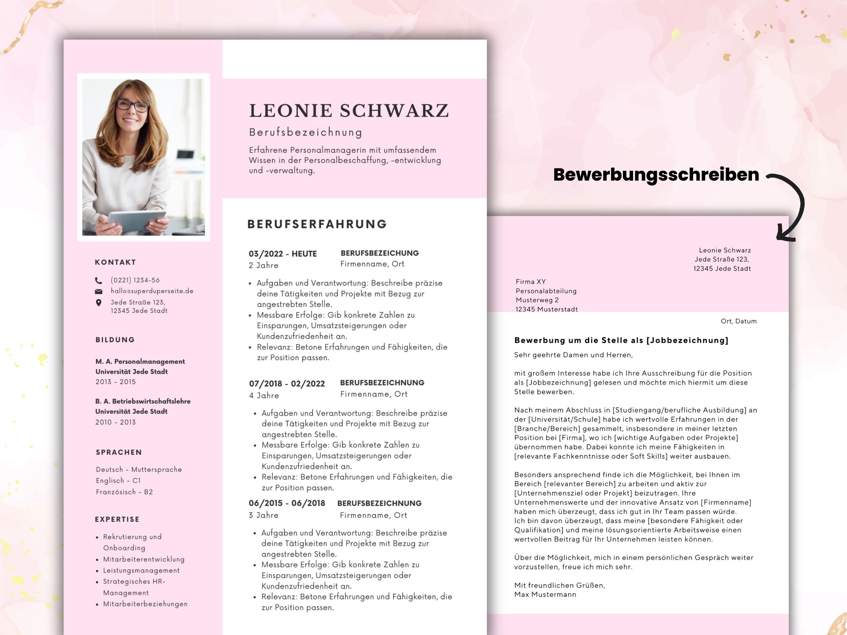 Application Template, Resume Template, CV, Application Template German ...