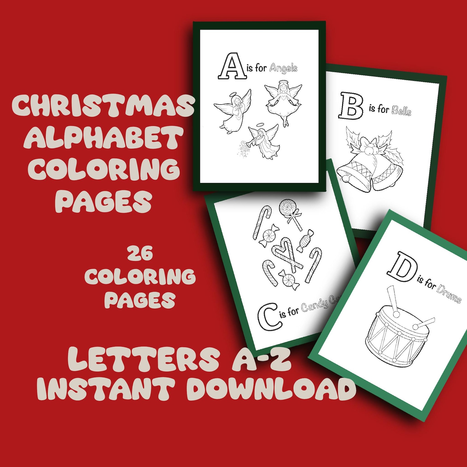 Christmas Alphabet Coloring Book - Etsy