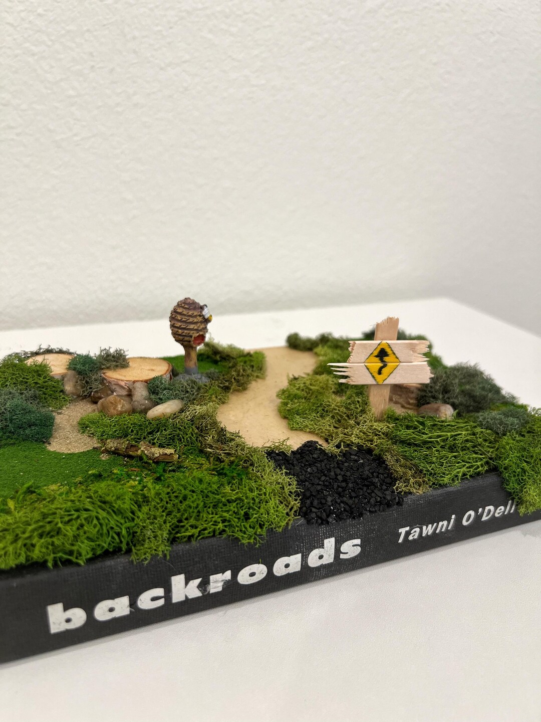 Hand Made Moss Art on Thrifted backroads Book Diorama - Etsy