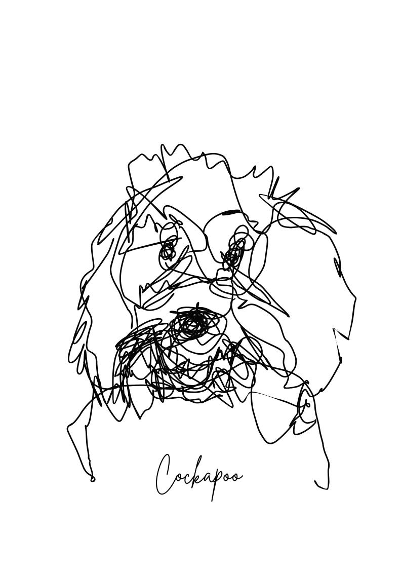 Cockapoo Continuous Line Drawing, Minimalist, Dog Sketch - Etsy