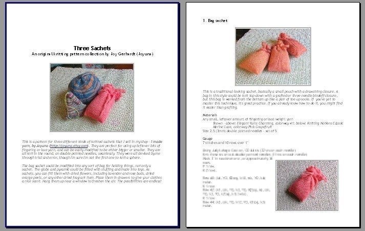 Three Sachets - PDF Digital Knitting Pattern - Etsy