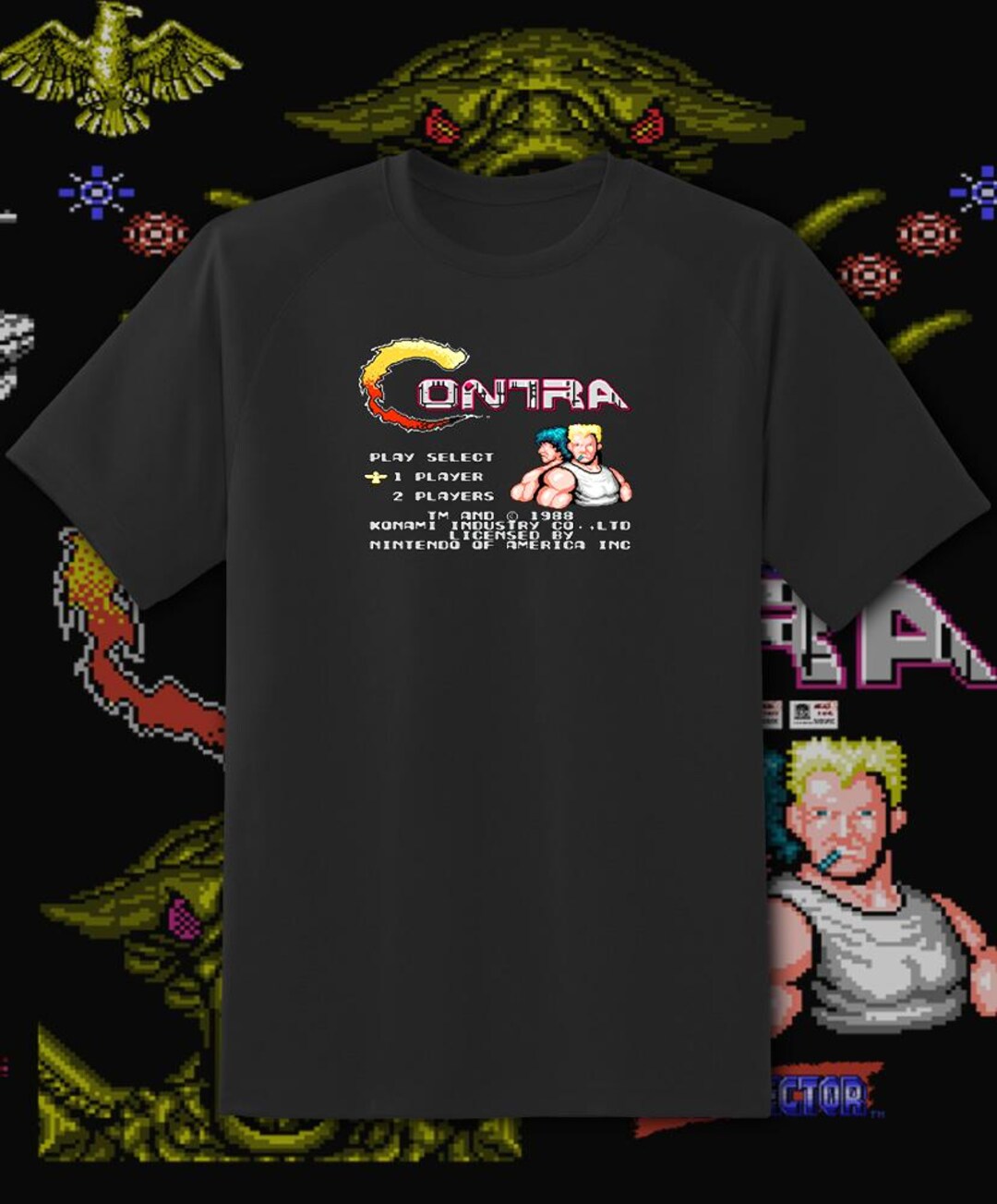 Contra Start Screen Retro Arcade Game Retro Video Game T Shirt Youth M ...