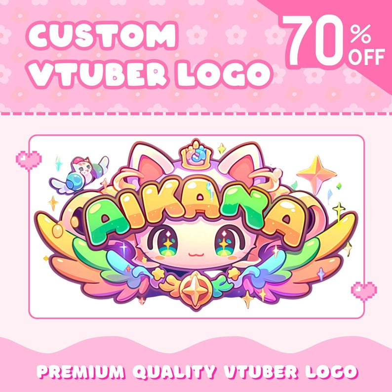 Custom Chibi Cute Animated Vtuber Logo for Your Vtuber, Animated Logo ...