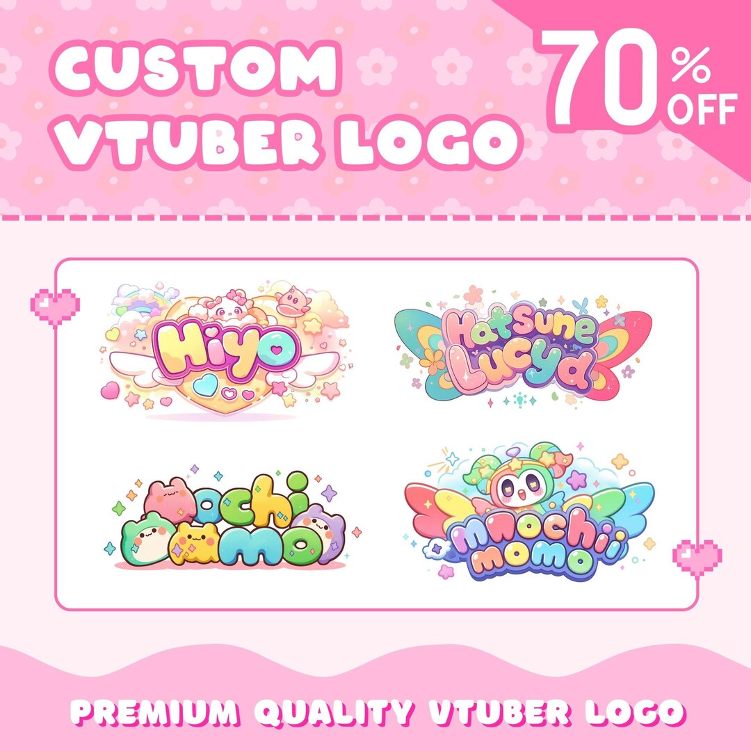 Custom Cute Vtuber Logo Text or Animated | Vtuber Kawaii | Logo for ...