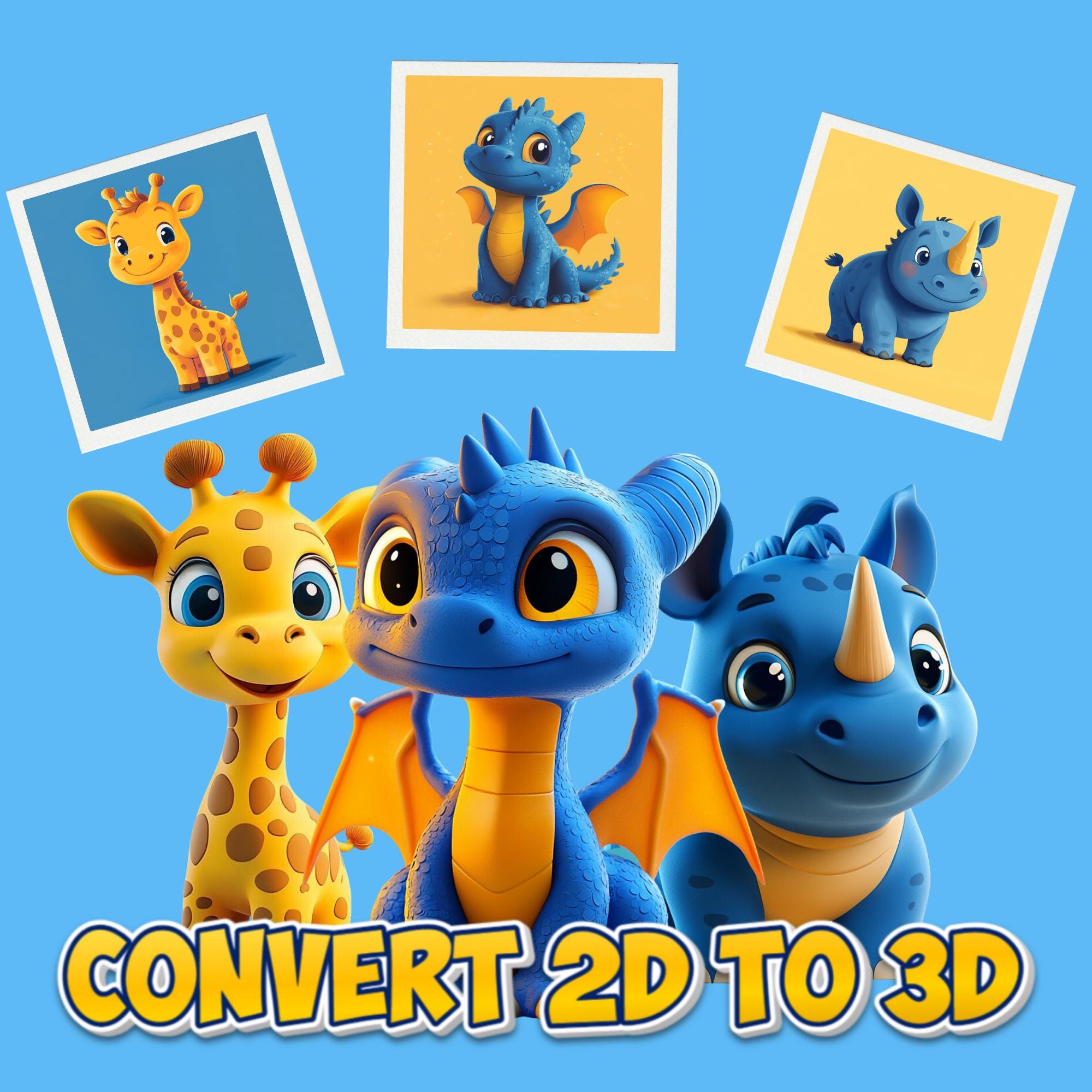 Convert 2D to 3D, Custom 3D Cute, Custom 3D Cute Animal, 3D Cute Model ...