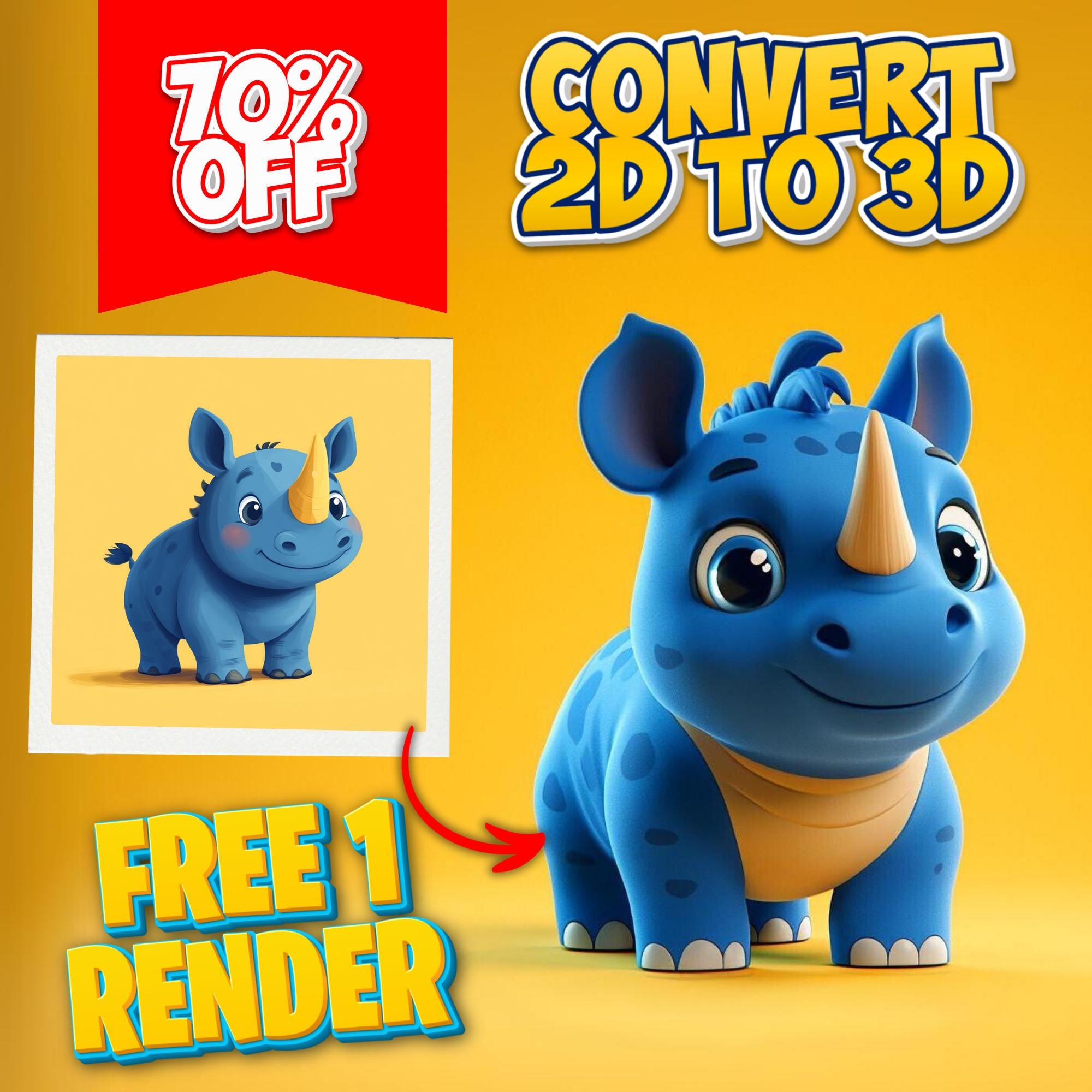 Convert 2D to 3d,custom 3D Cute Character,custom 3D Cute Animal,3d Cute ...