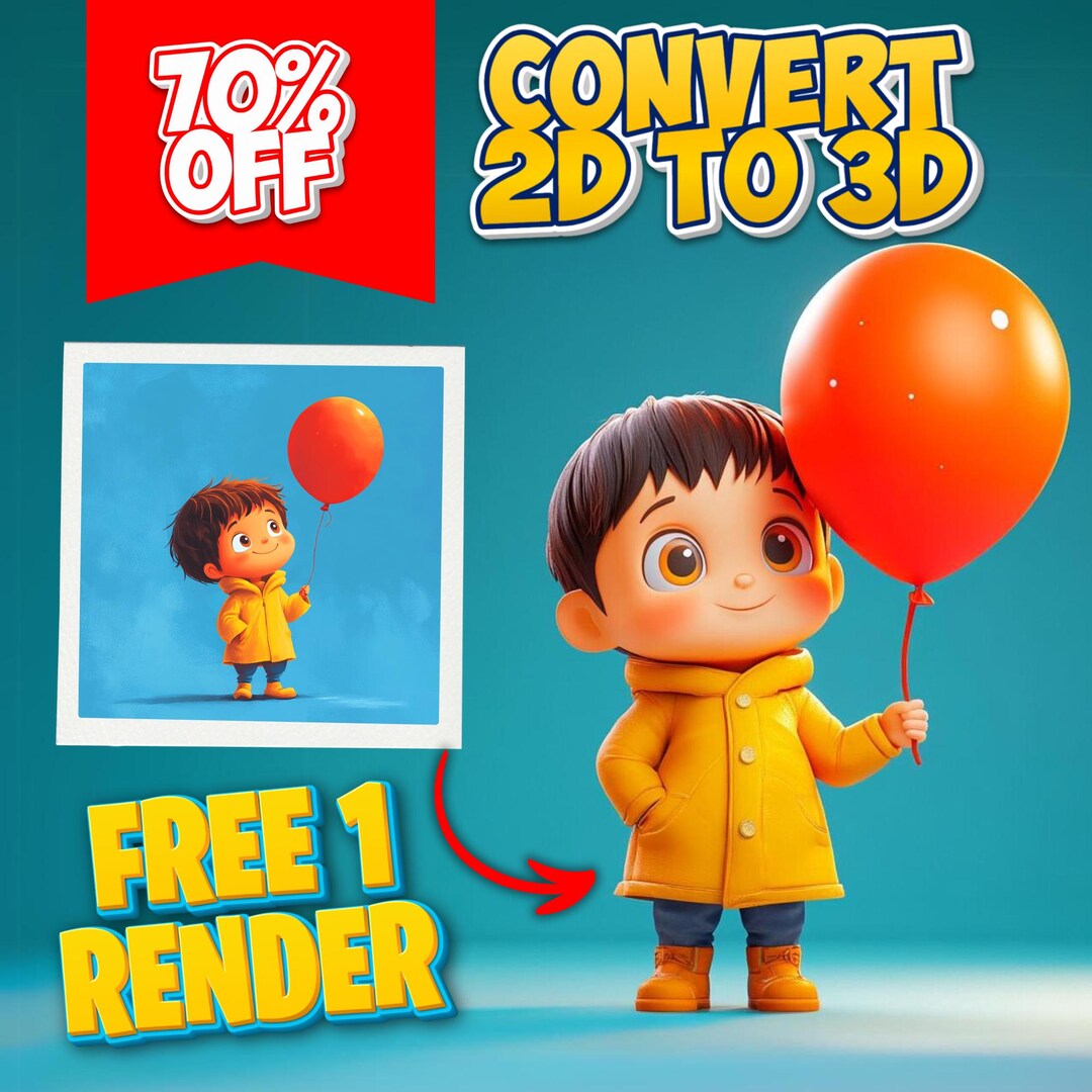 Convert 2D to 3D, Custom 3D Cute, Custom 3D Cute Animal, 3D Cute Model ...