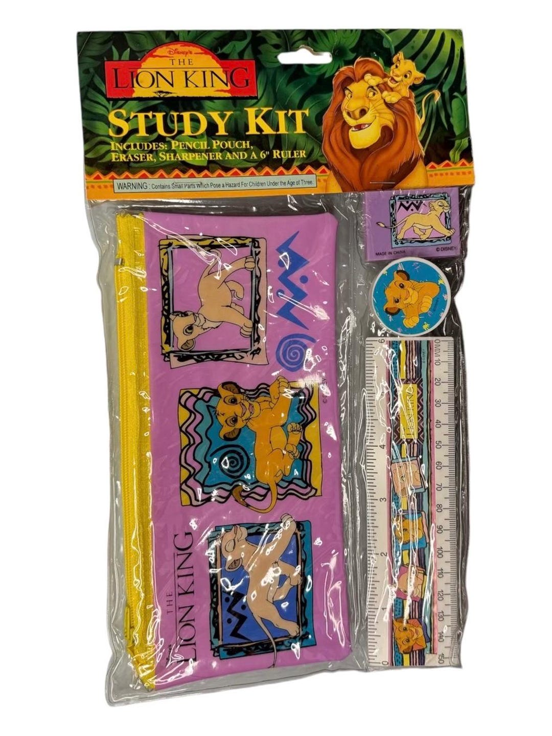 1990’s Vintage Disney the Lion King Study Kit Pencil Case Pencil Eraser ...