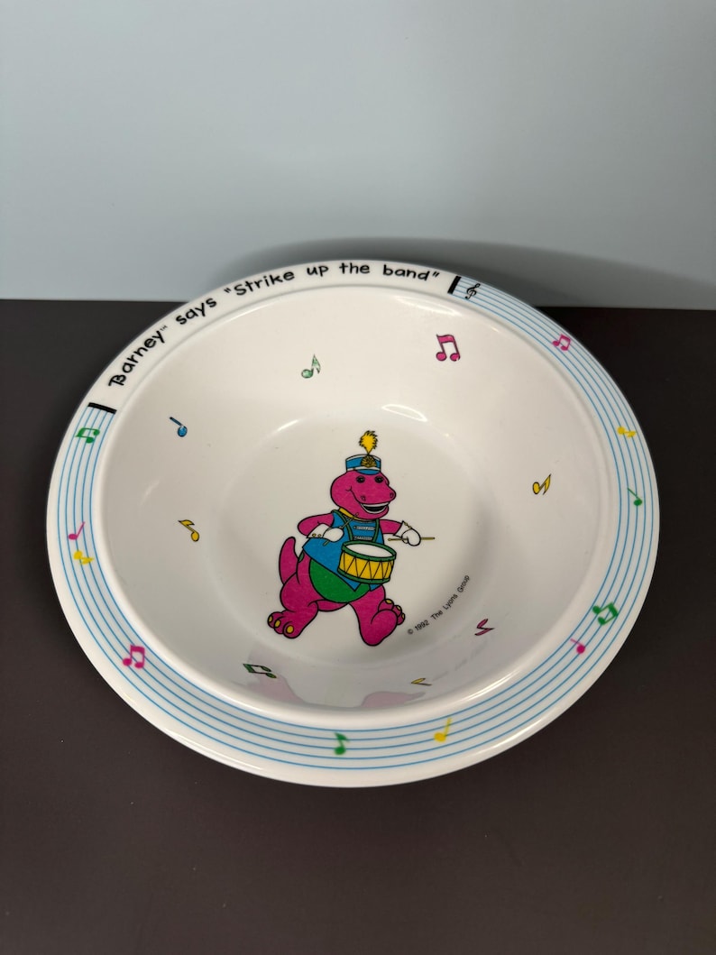Vintage Barney the Purple Dinosaur Melamine Bowl / Barney Says Strike ...