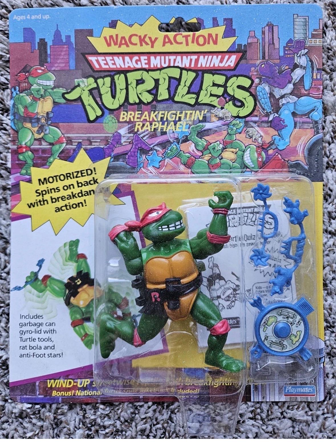 Vintage 1989! Playmates TMNT Breakfightin Raphael MOC Figure Wacky ...