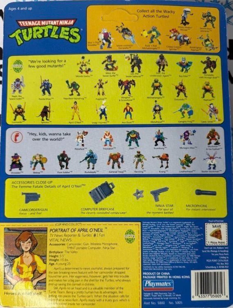 1990 TMNT Teenage Mutant Ninja Turtles April O'neil! Unpunched - Etsy
