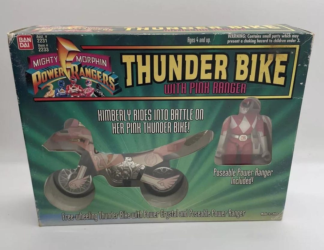 Vintage Bandai Mighty Morphin Power Rangers Thunder Bike With Pink ...